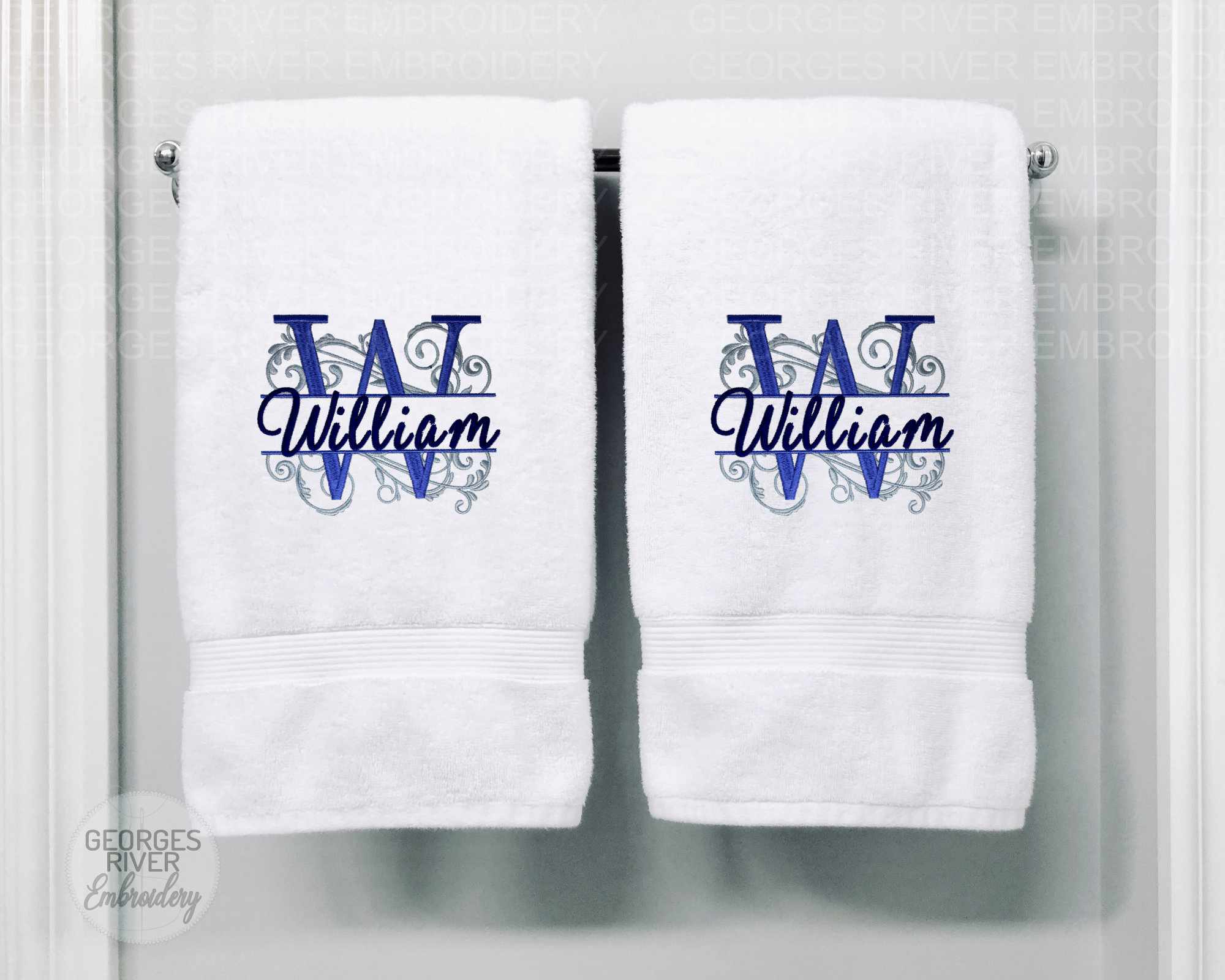 Personalised Monogrammed Bath Towel – Single or Set- Initials and Name ...